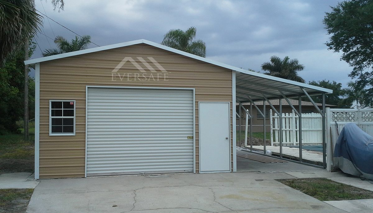 18x25 Steel Garage with lean to | 1 car garages | Immediate Pricing Avail.